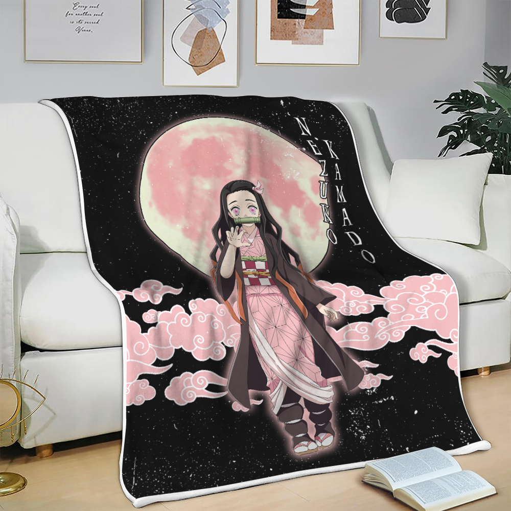 Nezuko Kamado Blanket Custom Moon Style Demon Slayer Anime Bedding ...